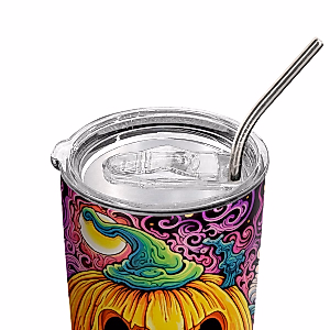 ORCAE 20oz Halloween Pumpkin Ghost Tumbler, Boo Boo Ghost, Trick or Treat, Halloween Gifts, Coffee Thermos, Stainless Steel Double Wall Vacuum Insulated Coffee Mug, Travel Cup with Lid - H