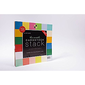 DCWV Cardstock Stack, Value Pack, Assorted Solid Colors, Smooth, 102 Sheets (6 each), 12 x 12 inches