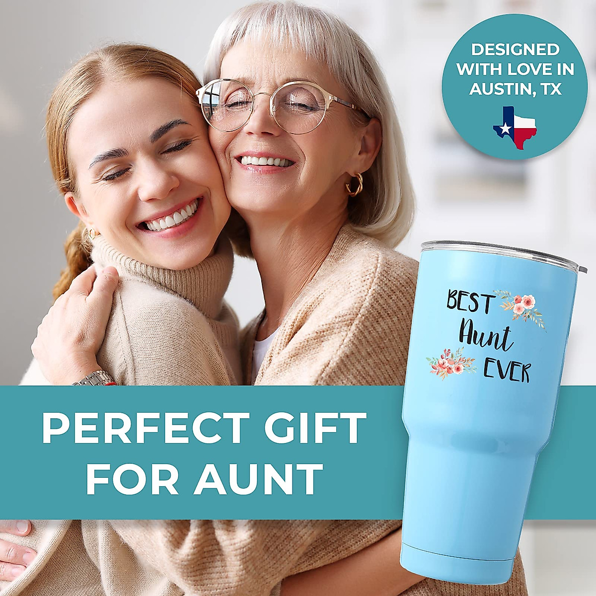 KEDRIAN Aunt Tumbler 30oz, Best Aunt Ever Gifts For Aunt, Aunt Mug, Auntie Gifts For Aunts From Niece, Cool Aunt Gifts From Niece and Nephew, Aunt Birthday Gift, Niece to Aunt Gifts For Mothers Day