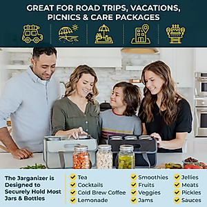 Jar Organizer 6 Mason Jar Bottle Carrier Foldable Stackable Organizer Storage Tote Bag with Handles, Removable Divider for Organizing, Storing, Carrying Ball Canning Jars, Drinking Jar Cups, Tumblers