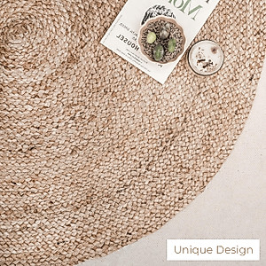 RAJRANG Round Jute Braided Rug 4ft - Hand Woven Reversible Eco-Friendly Farmhouse Area Rugs for Living Room, Bedroom, Home Decor