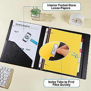 3 Ring Binder 1 Inch, Colorful 3 Ring Binder with Clipboard PU Leather Binder Dividers with Tabs 1 Inch Binders 3 Ring with 8 Tab Dividers and 2 Sheet Stickers Aesthetic School Supplies