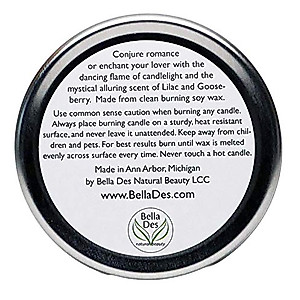 Lilac and Gooseberry Scented Soy Candle Tin | 5 ounces Hand Poured | Clean Burning Soy Wax | Yennefer Scent of a Sorceress by Bella Des Natural Beauty