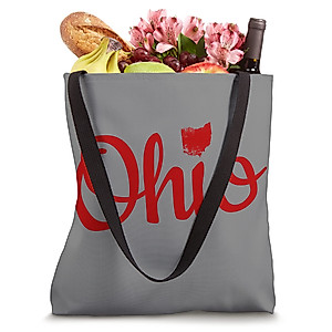 Cute Ohio Red Script OH Map Love Home Buckeye State Tote Bag