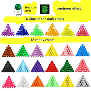 Vytung Water Fuse Beads Kit-3600 Beads 24 Colors(6 Glow in Dark) Mega Bead Refill Beads for Kids Beginners Activity Pack(3600 Beads Refill Pack))