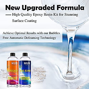 NIUB Epoxy Resin Kit - 19oz Resin and Hardener - Crystal Clear, Non-Toxic, No Bubble, Self-Leveling, Easy for Beginners - Deep Pour