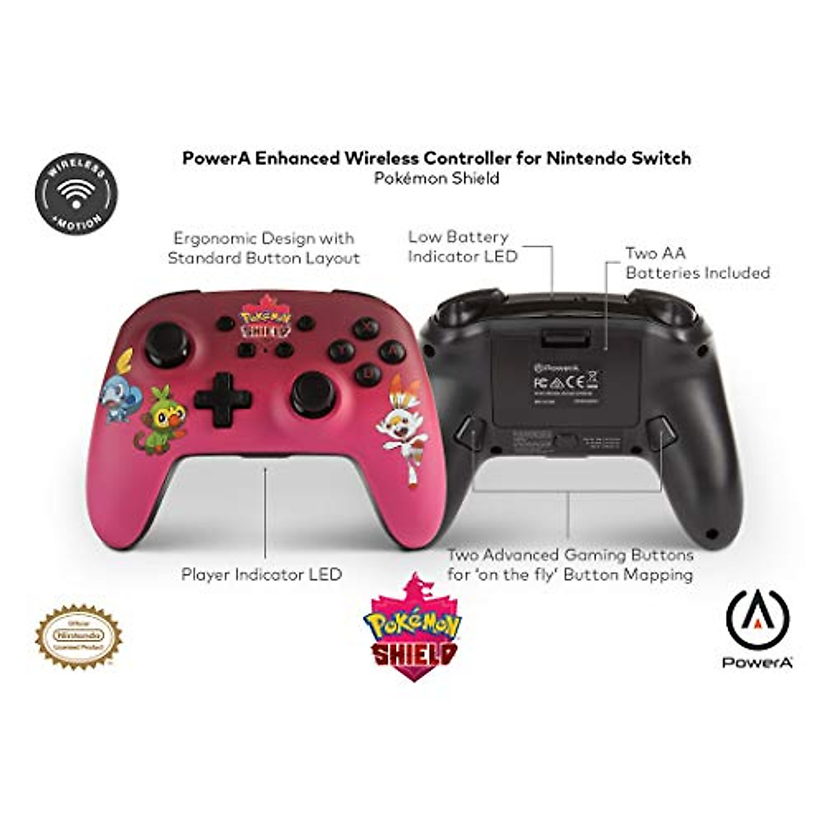 PowerA Enhanced Wireless Controller For Nintendo Switch - Pokemon Shield (Nintendo Switch)