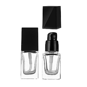 2 PCS 15ML (0.5 oz) Empty Refillable Cream Liquid Foundation Glass Container Pump Bottle Dispenser Storag Bottle for Travel