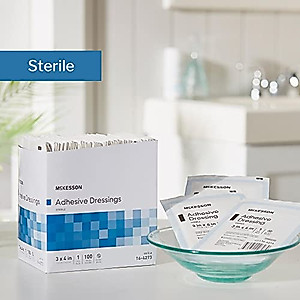 McKesson Adhesive Dressing, Sterile, Cotton/Polyester, 3 in x 4 in, 100 Count, 1 Pack