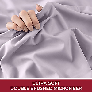 Mellanni Queen Bed Sheet Set + Duvet Cover Set Bundle&Save - Hotel Luxury Bedding - Bundle Includes: 4pcs Bed Sheet Set and 5pcs Duvet Cover Set (Queen, Lavender/White)