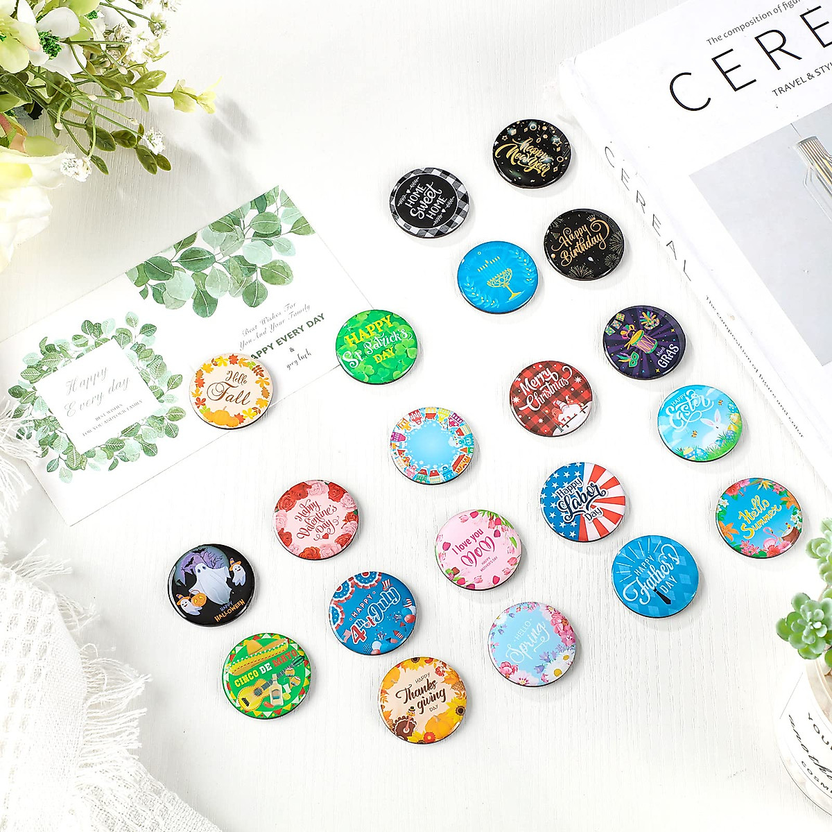 Flutesan 20 Pcs Holiday Refrigerator Magnets Set Happy Spring Summer Easter Irish Fridge Magnet Festival Fridge Seasonal Magnets Decorative Calendar Magnets for Whiteboard Classroom Door Home Car