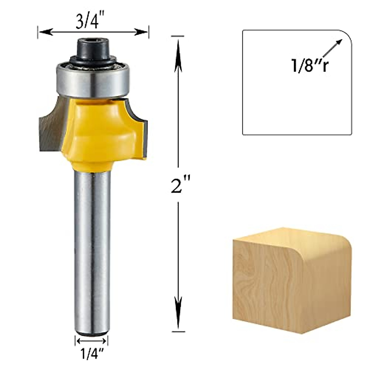 Yueqing Zhongji roundover Router bit 1/4 Shank Router bits 1/4 Shank 1/4-Inch Shank Roundover Edging Router Bit Set，Corner Rounding Edge Forming Bit Set， 1/8", 1/4", 3/8", 1/2" Radius (4 Pack)