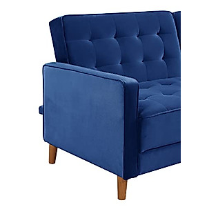 Plococo 78 inch Modern Velvet Upholstered Sofa Bed,Tufted Velvet Fabric Couch,Sofas Couches for Living Room,Apartment,Bedroom (Blue)