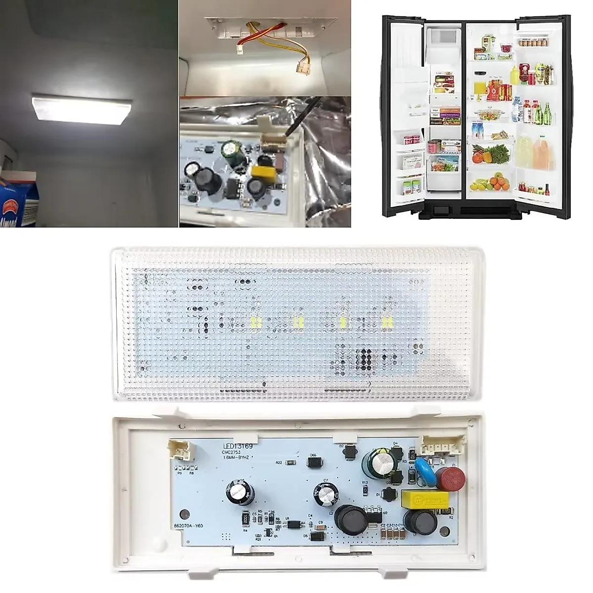W10515058 LED Light Replacement for Whirlpool WRS325FDAM04, SIDE-BY-SIDE, W/DISPENSER, WRS325FDAT02, WRS325FDAT04, SIDE-BY-SIDE, W/DISPENSER