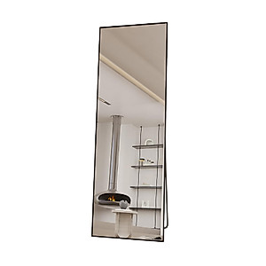 LFT HUIMEI2Y Full Length Mirror, 63"x18" Black Full Body Tempered Mirror with Aluminum Frame, Standing Hanging and Against The Wall, for Bedroom, Living Room, Dressing