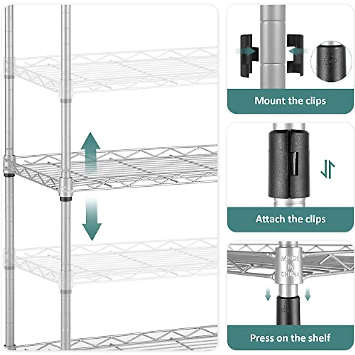 Himimi Heavy Duty 6-Tier Wire Shelving Unit with Wheels - Durable Metal Storage Rack for Garage, Kitchen, Office, and Pantry - Easy Assembly, Rolling Steel Shelves, Silver