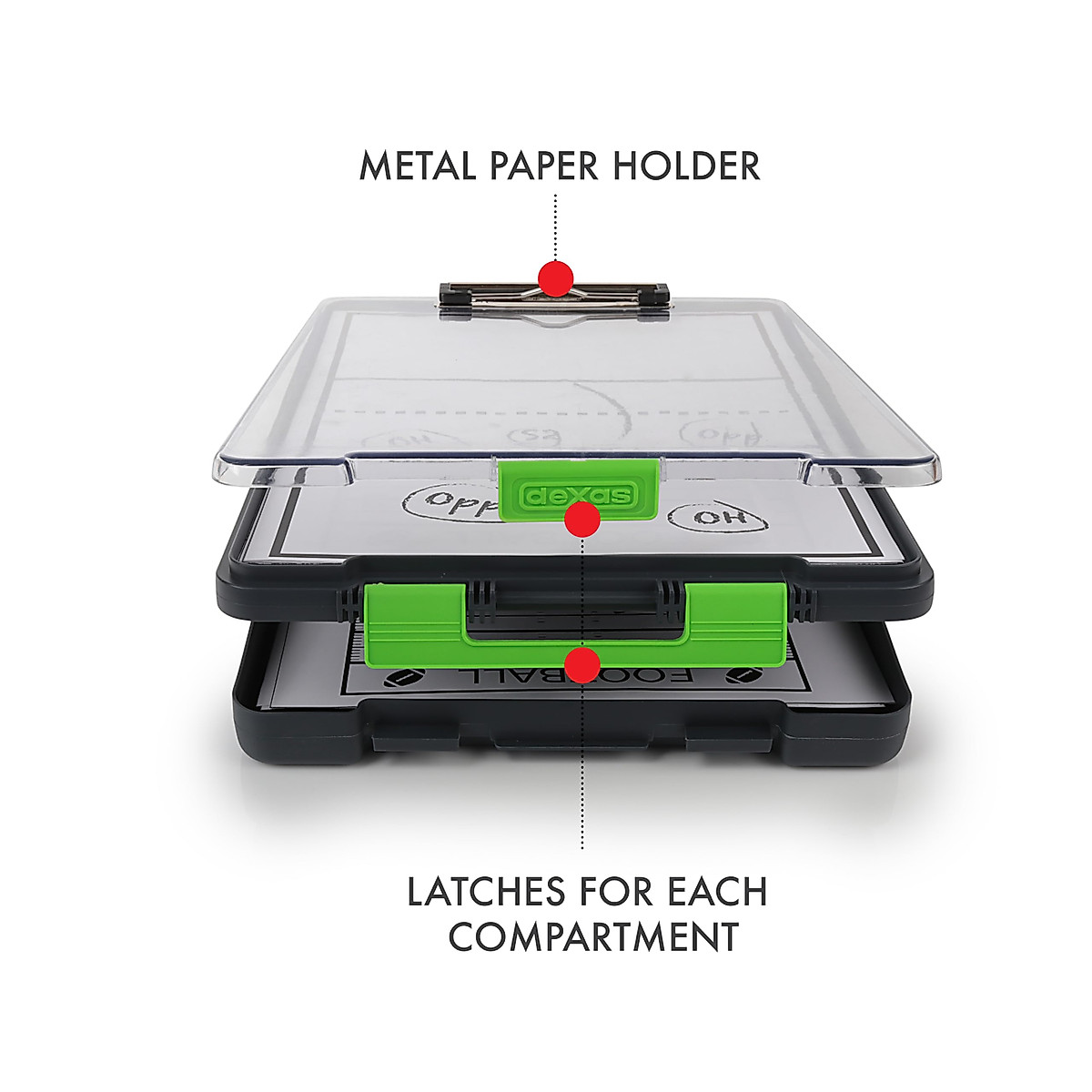 Dexas 5717-802 Clearview Clipcase clipboard, Green, 13.75 X 9.5 Inch