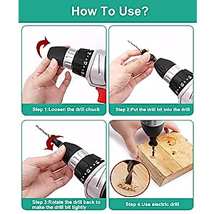 OCGIG HSS Countersink Drill Bit Quick Change Hex Shank Screw Chamfer Counter #6#8#10#12, with 1/4" Hex Shank and Allen Wrench,for Woodworking Drilling Holes