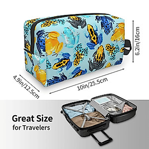 Women Lightweight Makeup Bag Pouch Compatible with Colorful Tropical Frogs Toiletry Bag, Funny Travel Cosmetic Bag Portable Bag with Zip for Office College