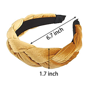 RINVEE Headbands for Women Velvet Braided Headbands Fashion Hairband Criss Cross Hair Accessories, Golden