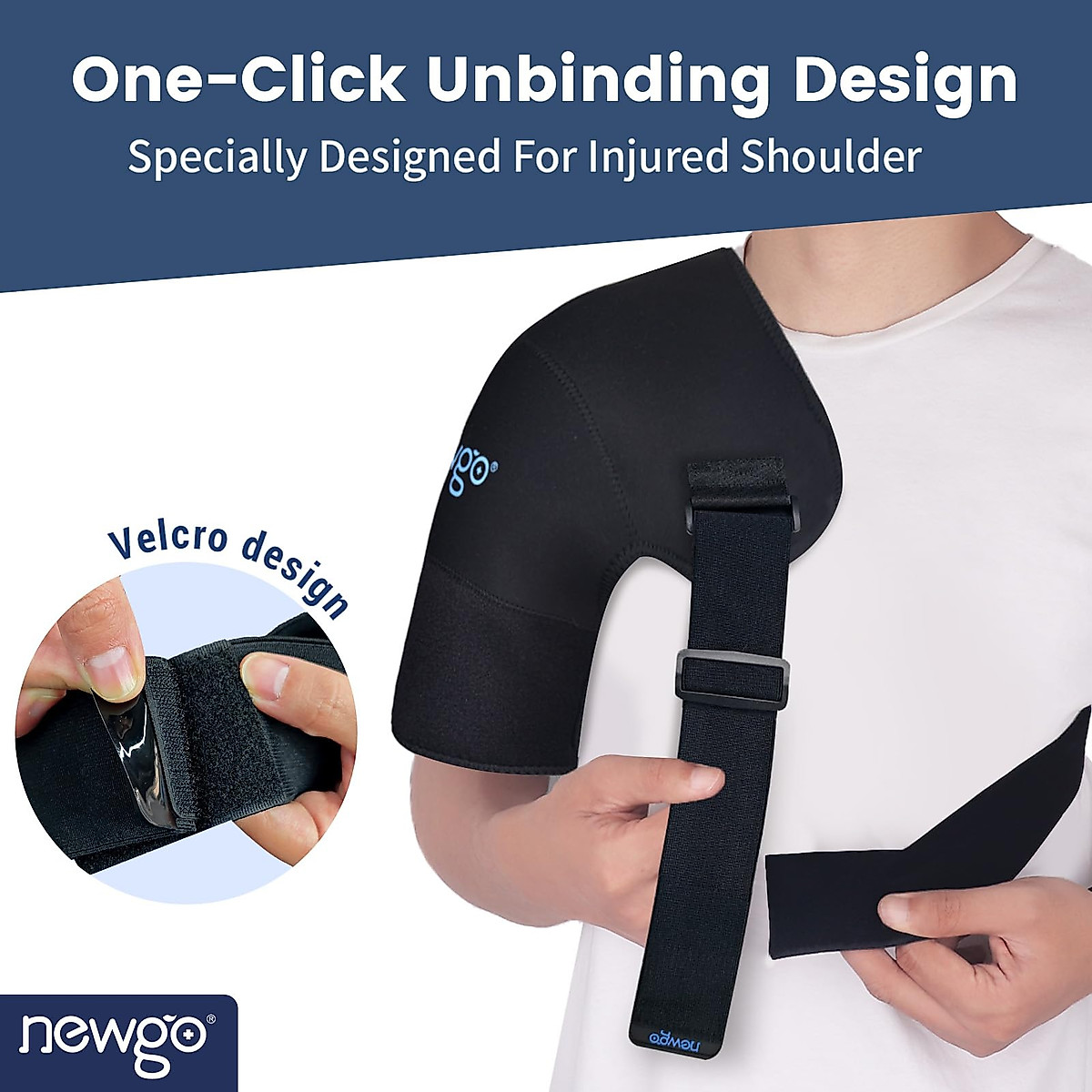 NEWGO Shoulder Ice Pack Rotator Cuff Cold Therapy, FSA HSA Eligible Ice Pack Shoulder Wrap Cold Compression Sleeve for Pain Relief, Surgery Recovery, Bursitis - Medium