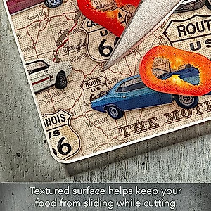 CounterArt Route 66 Map 3mm Heat Tolerant Tempered Glass Cutting Board 10” x 8” Manufactured in the USA Dishwasher Safe