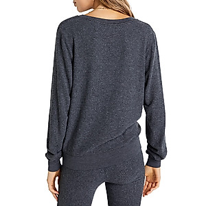Wildfox Women's Deep V-Neck Baggy Beach Sweatshirt, Clean Black, Small