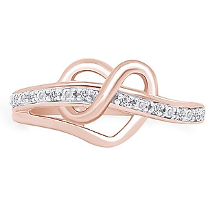 AFFY Sterling Silver Diamond Heart Ring (1/20 cttw, I-J Color, I3 Clarity)