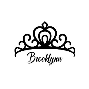 Personalized Name Vinyl Wall Decal with Princess Crown - Tiara Home Decor for Teen Girl's Bedroom, Nursery, or Playroom - Removable Sticker