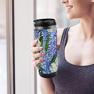 Hyacinth Flowers Travel Coffee Mug Reusable Insulated Drinking Cup with Lid for Home Outdoor Works 13 Oz