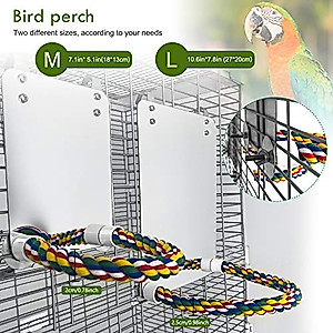 BWOGUE 7 Inch Bird Mirror with Rope Perch Cockatiel Mirror for Cage Bird Toys Swing Parrot Cage Toys for Parakeet Cockatoo Cockatiel Conure Lovebirds Finch Canaries