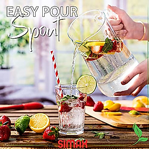 Simax Large Glass Pitcher With Spout: 2.5 Qt Glass Pitchers With Handle - Borosilicate Glass Sangria Pitcher - Big Water Pitcher Glass - Angled Cylinder Design Sangria Pitchers -80 Oz Cocktail Pitcher