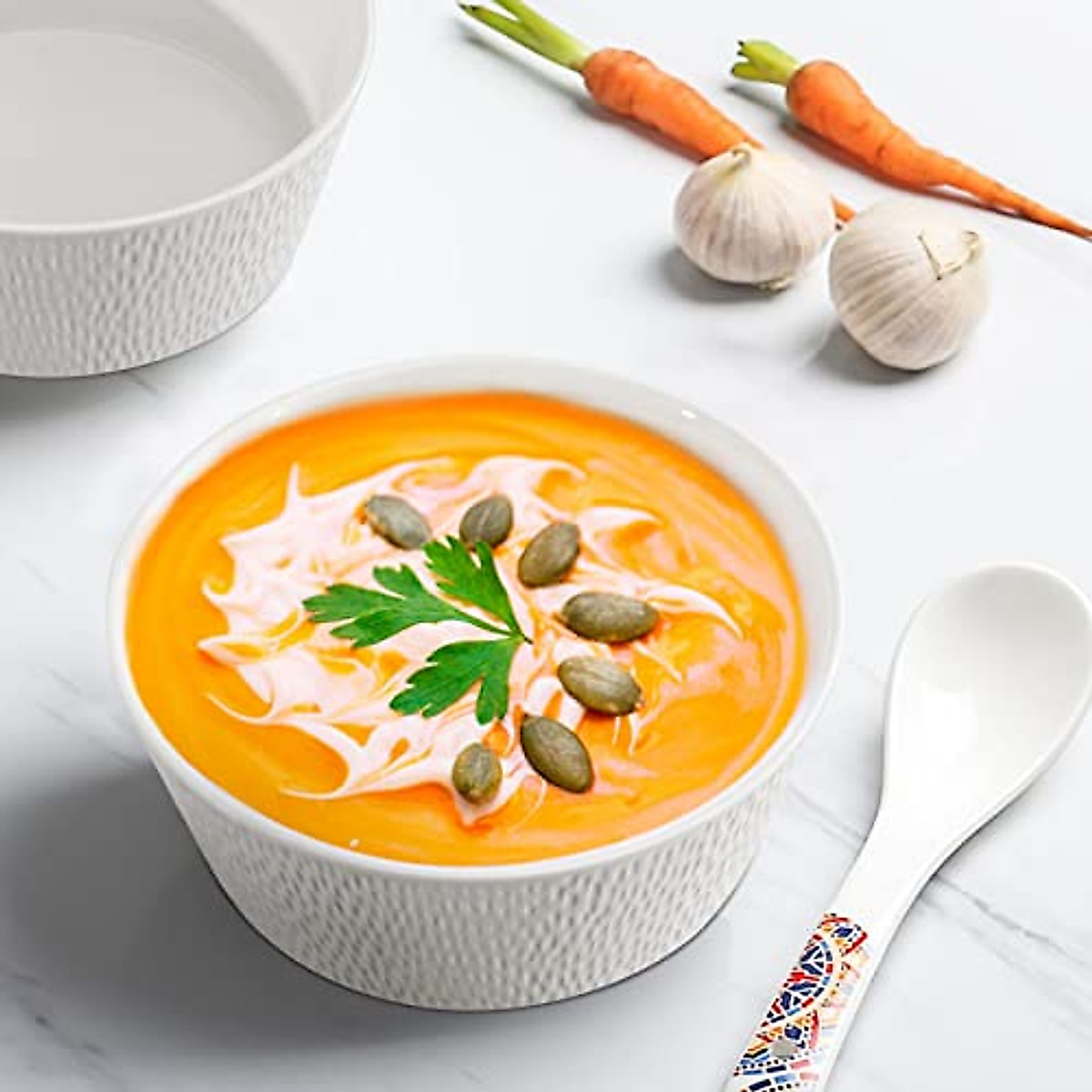 Vidalenta 54 Ounce Large Soup Bowls, Salad Bowls and Serving Bowls, Deep Pasta Bowls Set of 4, White Serving Dishes for Entertaining, Microwave & Dishwasher Safe, Ideal Housewarming Gift