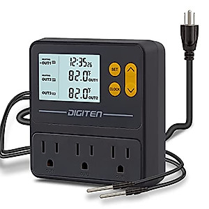 Reptile Temperature Controller with Timer, Day-Night Timer Thermostat, 3 Outlet Timer Thermostat for Grow Tent, Incubation, Snakes, Fish Tank, Heater, humidifiers, Ball Pythons, Bearded Dragon Tank