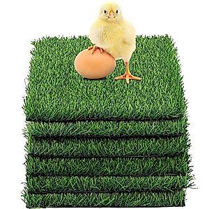6 Pcs Artificial Grass Rug,Chicken Nesting Pads Carpet for Chicken Bedding Nesting Box Pads, 12"x12" Washable Synthetic Grass Pads for Chicken Coop Laying Box for Laying Eggs, Sturdy, Reusable