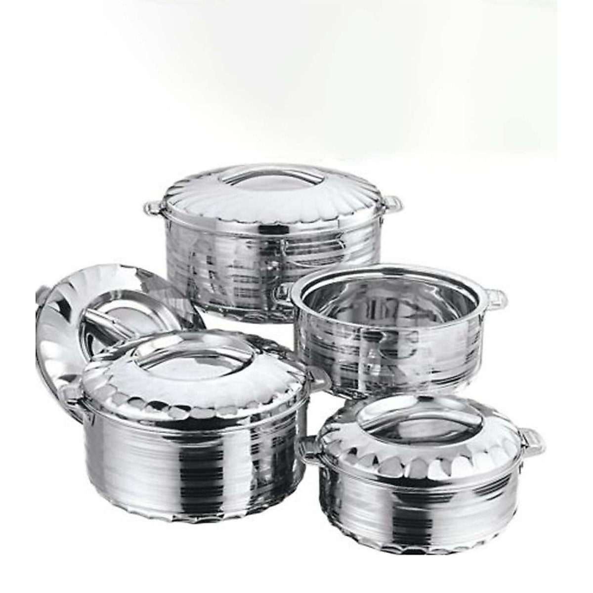 Vinod 4-Piece Insulated Casserole Food Warmer/Cooler Hot Pot Gift Set, 4000mL+5000mL+7500mL+10000mL, Stainless Steel