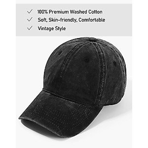 VODIORE Black Baseball Cap Low Profile Cap Dad Hat Blank Ball Caps Baseball Hat for Women Men Black