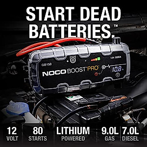 NOCO Boost Pro GB150 3000 Amp 12-Volt UltraSafe Lithium Jump Starter Box, Car Battery Booster Pack, Portable Power Bank Charger, and Jumper Cables for up to 9-Liter Gasoline and 7-Liter Diesel Engines