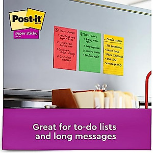Post-it Super Sticky Notes, 5x8 in, 2 Pads, 2x the Sticking Power, Marrakesh Collection, Primary Colors (Red, Yellow, Green, Blue, Purple), Recyclable (5845-SSAN)