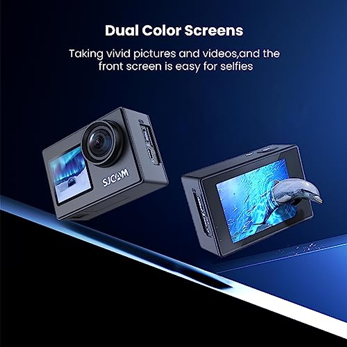 SJCAM Upgraded SJ4000 Action Camera 4K Ultra HD Dual Screen Underwater Camera 98FT Waterproof, 170° Wide Angle, Stabilization, 5X Zoom, WiFi Camera with Extra Battery, SD Card, Helmet Accessories Kit