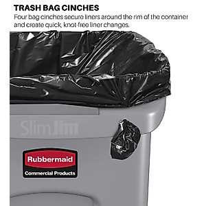 Rubbermaid Commercial Products Slim Jim Plastic Rectangular Recycling Bin with Venting Channels, 23 Gallon, Blue Recycling (FG354007BLUE)