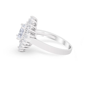 Blue Apple Co. Cubic Zirconia-Size-6 Art Deco Vintage Oval Halo Wedding Engagement Bridal Ring Baguette Round Cubic Zirconia 925 Sterling Silver