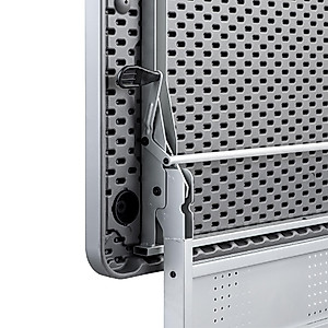 National Public Seating 24 x 72 Inch Flip N Store Blow-Molded Plastic Flipper Training Table with 4 Caster Wheels and 2 Grommet Holes, Charcoal Slate