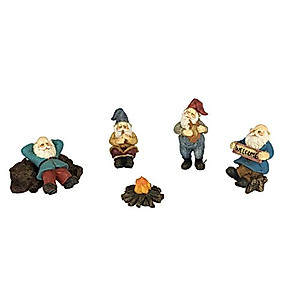 GlitZGlam Happy Gnomes Camp - 6 Piece Garden Gnome Set for The Miniature Fairy Garden
