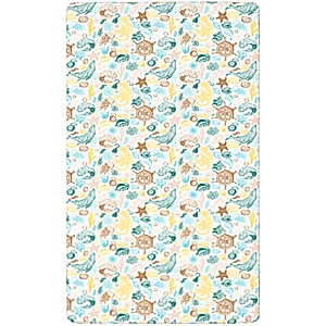 Pirates Themed Fitted Crib Sheet,Standard Crib Mattress Fitted Sheet Soft & Stretchy Fitted Crib Sheet-Crib Mattress Sheet or Toddler Bed Sheet,28“ x52“,Multicolor