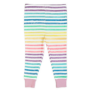 HonestBaby 2-Piece Pajamas Sleepwear PJs 100% Organic Cotton for Baby, Toddler, Kids, Girl, Rainbow Stripe, 3T