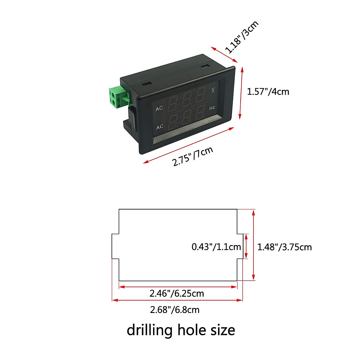Proshopping Digital AC Voltage Frequency Meter, AC 80-500V Voltmeter 45-65Hz Frequency Counter, LED Display Voltage Gauge, Mini Volt Hz Monitor Tester, High Voltage Panel Indicator -for Generator, RV