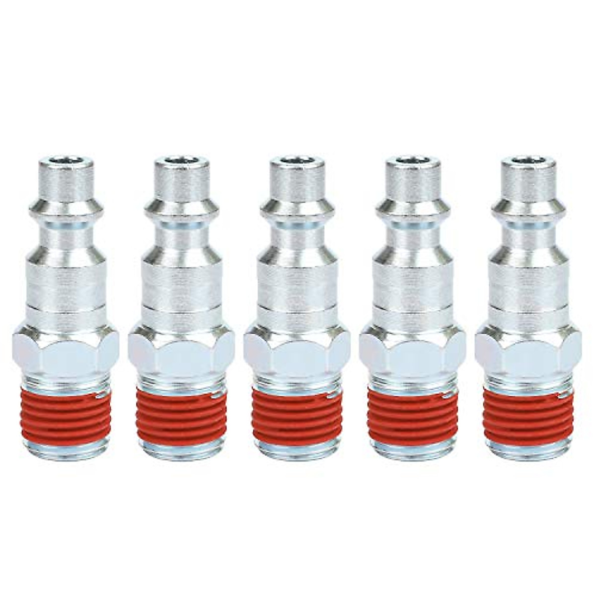 WYNNsky Industrial Air Plug Set, 1/4 Inch Body Size, 1/4 Inch NPT Male Threads Size, 5 Piecess Steel Air Compressor Accessories Fittings