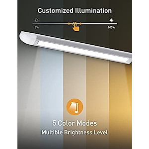 Desk Lamp, Dimmable Desk Light with USB Charging Port, Led Desk Lamp with 10 Brightness Levels & 5 Color Temperature, Touch Control, Adjustable Arm, Eye-Caring for Home Office Bedroom Reading
