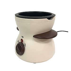 Chocolate Melting Pot Fondue Pot Electric Set for Chocolate and Cheese with Dipping Forks, 9-ounce Detachable Bowl, for Chocolate Melts Cheese Melts (White)